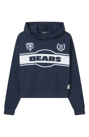 Junk Food Chicago Bears Oversized Cropped Hoodie - True Navy