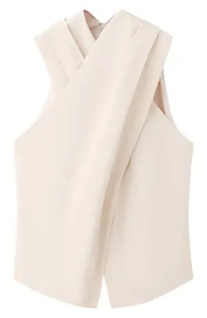 Mango Pleated Crossover Top