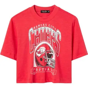 Junk Food Kansas City Chiefs Helmet Graphic Crop T-shirt - Licorice