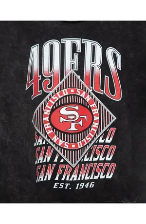 Junk Food San Francisco 49ers Off The Shoulder Cropped Graphic Sweatshirt - Black