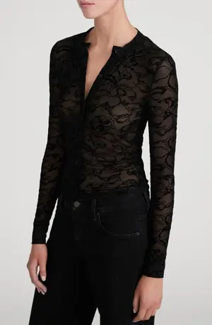 FRAME The Lace Burnout Top