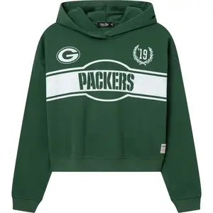 Junk Food Packers Oversized Graphic Crop Hoodie - Hunter