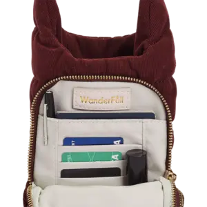 WANDERFULL Corduroy Hydrobag Crossbody Water Bottle Bag - Red Wine