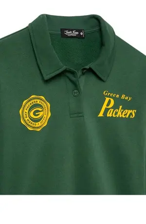 Junk Food Green Bay Packers Polo Fleece Sweatshirt - Hunter