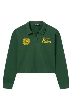 Junk Food Green Bay Packers Polo Fleece Sweatshirt - Hunter