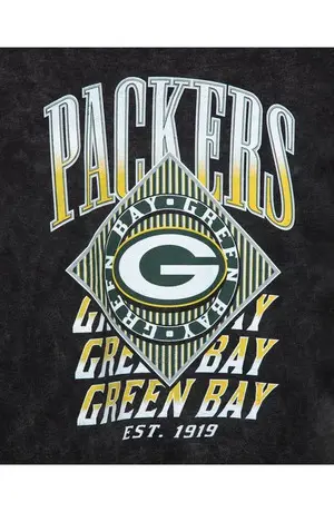Junk Food Green Bay Packers Off The Shoulder Cropped Graphic Sweatshirt