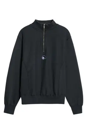 AARON LEVINE Cotton Fleece Half Zip Sweatshirt - Black