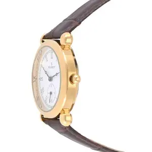 PEUGEOT 14k Gold-plated Vintage Leather Watch- 35mm