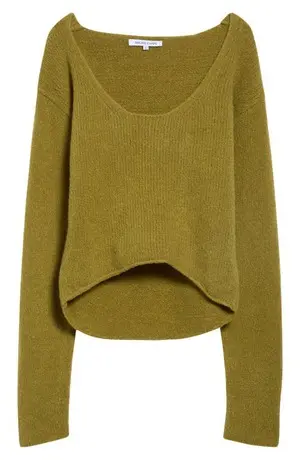AISLING CAMPS Reversible Round Merino Wool Blend Sweater - Moss