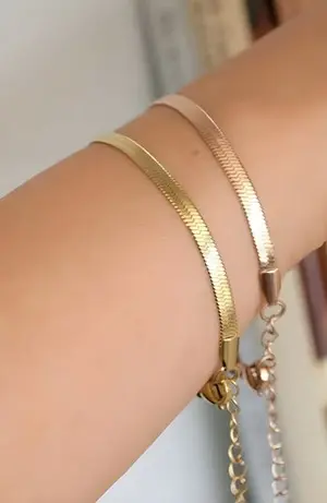 MINT & LILY 3mm Herringbone Bracelet - Silver