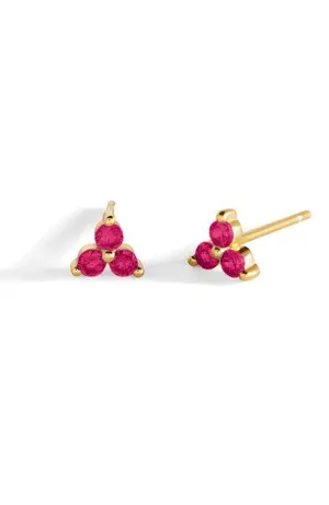 MINT & LILY Trinity Birthstone Stud Earrings July Ruby