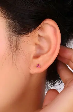 MINT & LILY Trinity Birthstone Stud Earrings - September Sapphire