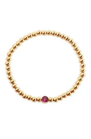 MINT & LILY Gold Beaded Bubble Birthstone Bracelet July Ruby