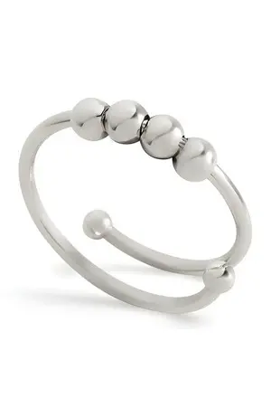 MINT & LILY Adjustable Beaded Fidget Ring - Silver