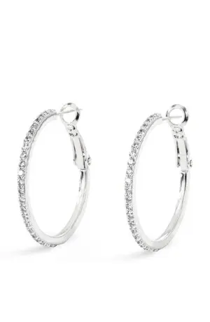 MINT & LILY Pave Hoop Earrings - Silver