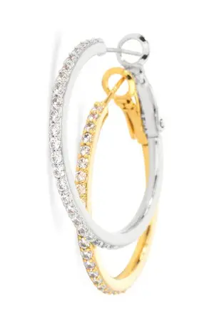 MINT & LILY Pave Hoop Earrings - Silver