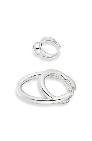 Rabanne Set Of 2 Mismatched Ear Cuffs - Silver