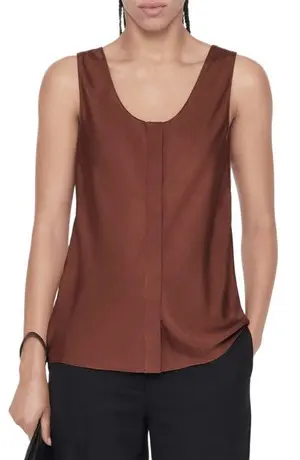 ALLSAINTS Milla Silk Blend Tank - Rust Red