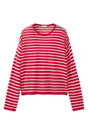 Mango Striped Crewneck Sweater - Red