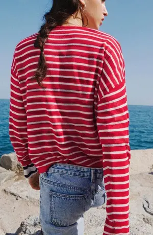 Mango Striped Crewneck Sweater
