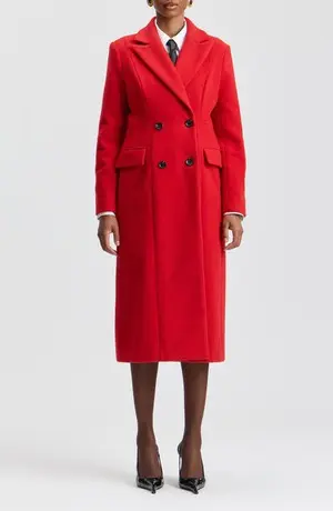 Avec Les Filles Sculpted Maxi Topcoat - Scarlet