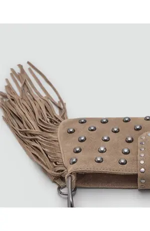Mango Fringed Leather Shoulder Bag