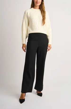 Halogen Mixed Cable Raglan Sweater - Vanilla Ice