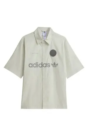 ADIDAS ORIGINALS Gender Inclusive Short Sleeve Button-up Shirt - Off White