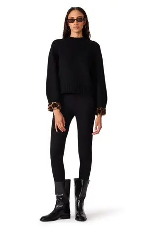 Steve Madden Orion Mock Neck Sweater With Faux Fur Cuffs
