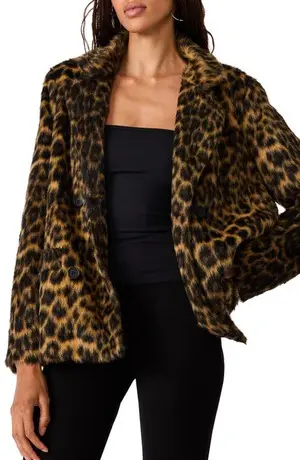 Steve Madden Madley Faux Fur Jacket - Cheeta Print