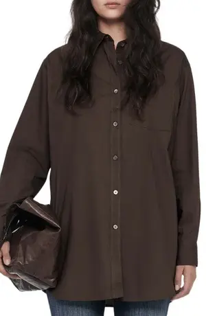 ALLSAINTS Kaia Oversized Cotton Shirt Hazelnut Brown