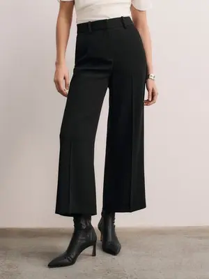 The Fold Clever Crepe Adelaide Cropped Trousers - Black