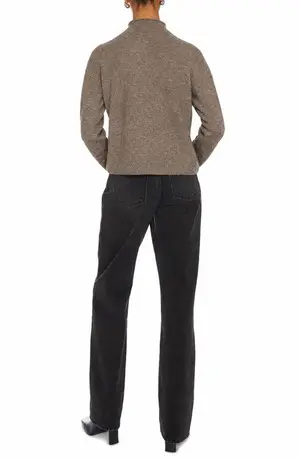 Vince Camuto Floral Embroidered Mock Neck Sweater - Medium Brown