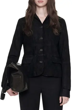 ALLSAINTS Surveya Leather Blazer - Black