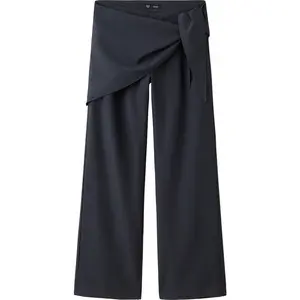 Mango Pinstripe Bandana Straight Leg Pants - Navy