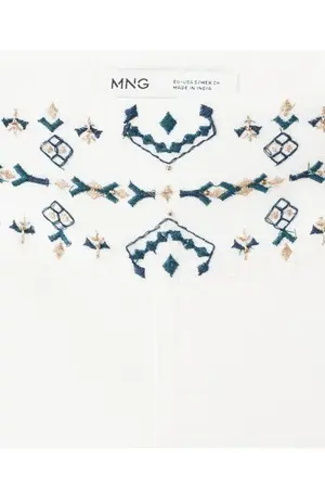 Mango Embroidered Wide Leg Trousers