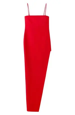 Mango Asymmetric Strapless Dress - Red