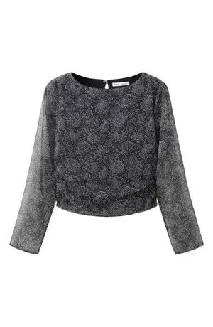 Mango Paisley Chiffon Boat Neck Top