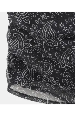 Mango Paisley Chiffon Boat Neck Top