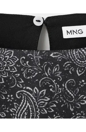 Mango Paisley Chiffon Boat Neck Top