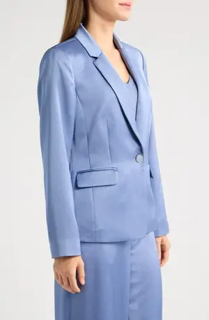 TAHARI ASL Peak Lapel Satin Blazer