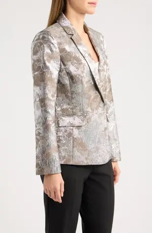 TAHARI ASL One-button Jacquard Blazer