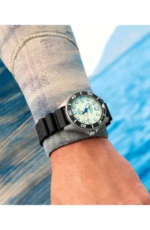 Timex® Deepwater Meridian 300 Hev Automatic Rubber Strap Watch