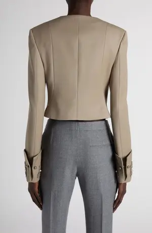 Alexander McQueen Faux Pearl Embellished Military Jacket