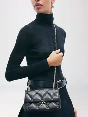 Tory Burch Bunny Knot Quilted Pebbled Calfskin Mini Bag