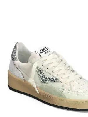 4B12 Playnew Glitter-detail Leather Sneakers