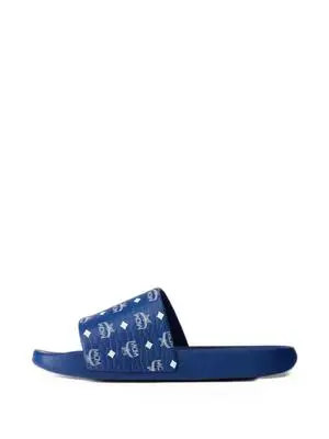 Mcm Monogram-print Rubber Slides