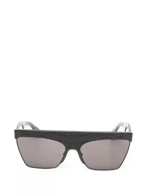 Alaïa Crocodile-effect Rectangle-frame Sunglasses - Black