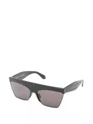 Alaïa Crocodile-effect Rectangle-frame Sunglasses