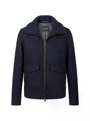 DANIELE ALESSANDRINI Ribbed-collar Zip-up Jacket - Blue